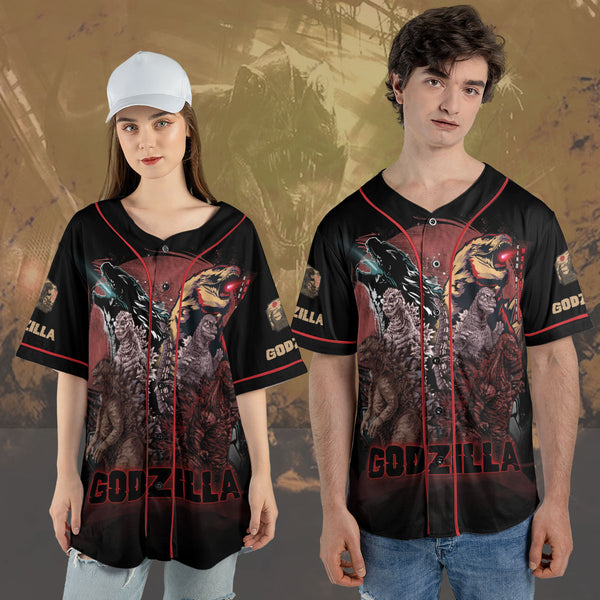 Godzilla All Over Print Baseball Jersey - TrendySweety